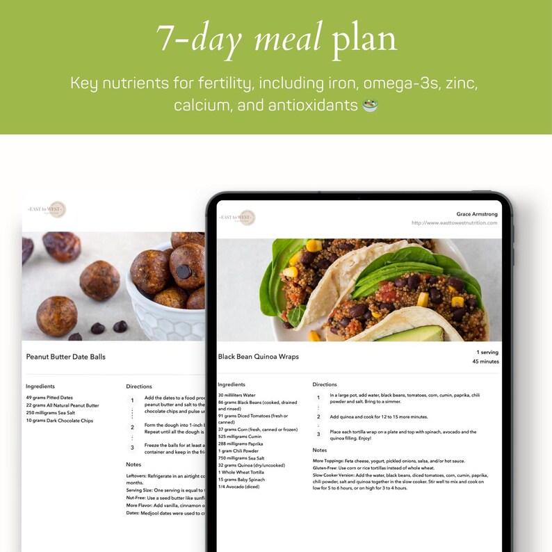 7-day Plant-based Fertility Meal Plan | Healthy Preconception ...
