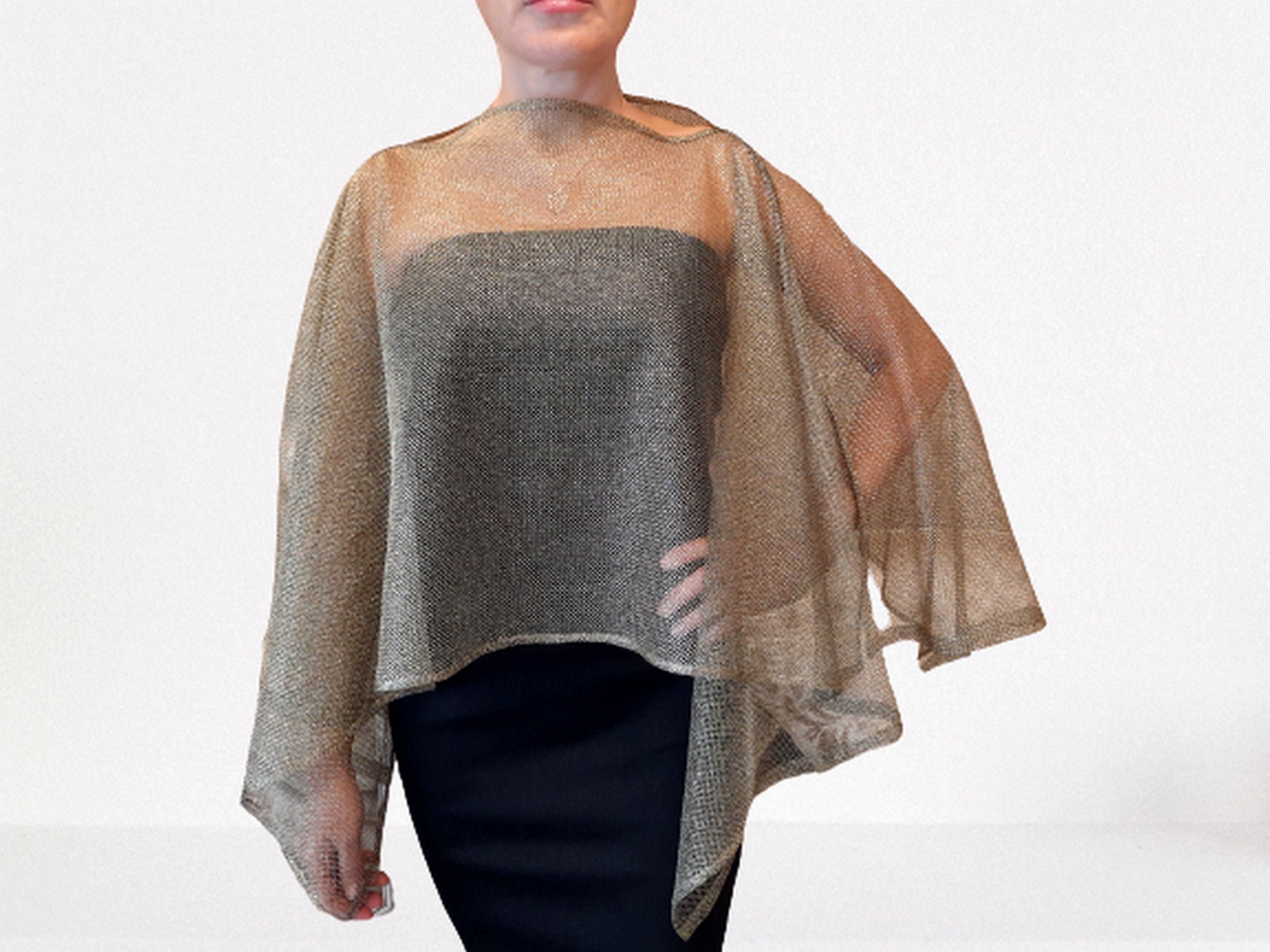 Gold Mesh Fabric Cape. Elegant Shoulder Coverage. Embellishment for ...