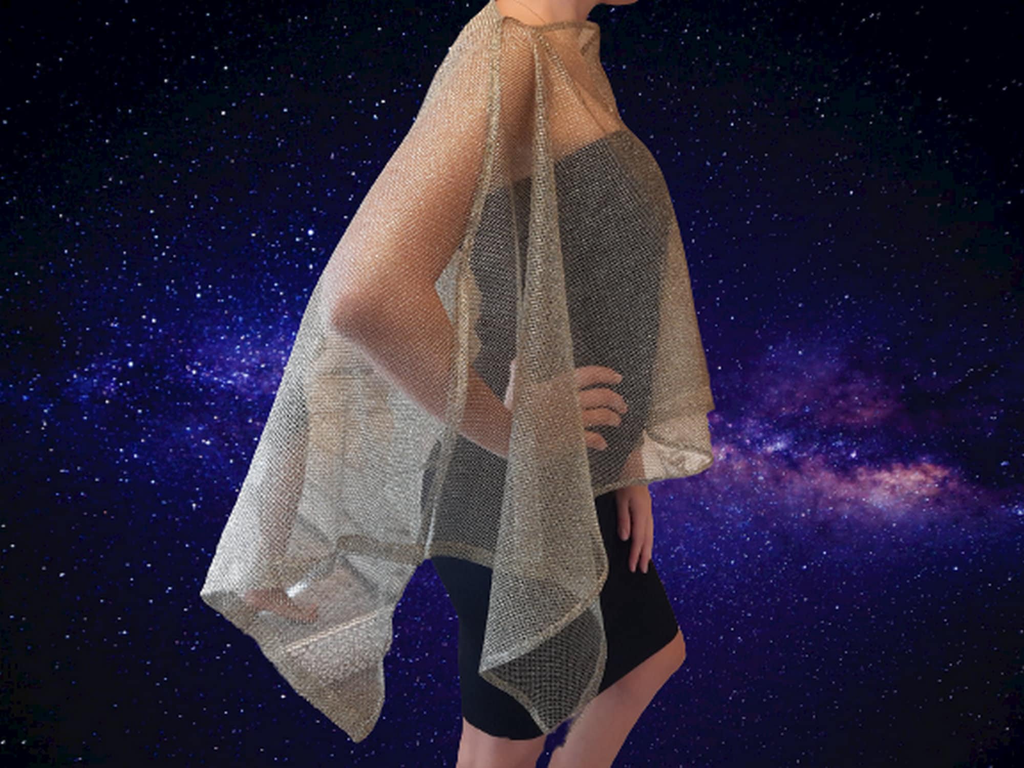 Gold Mesh Fabric Cape. Elegant Shoulder Coverage. Embellishment for ...