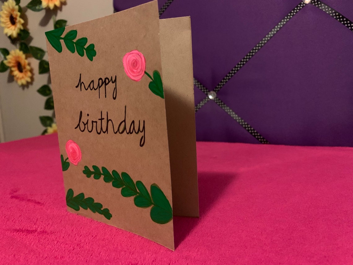 Floral Happy Birthday Card (blank Inside) - Etsy