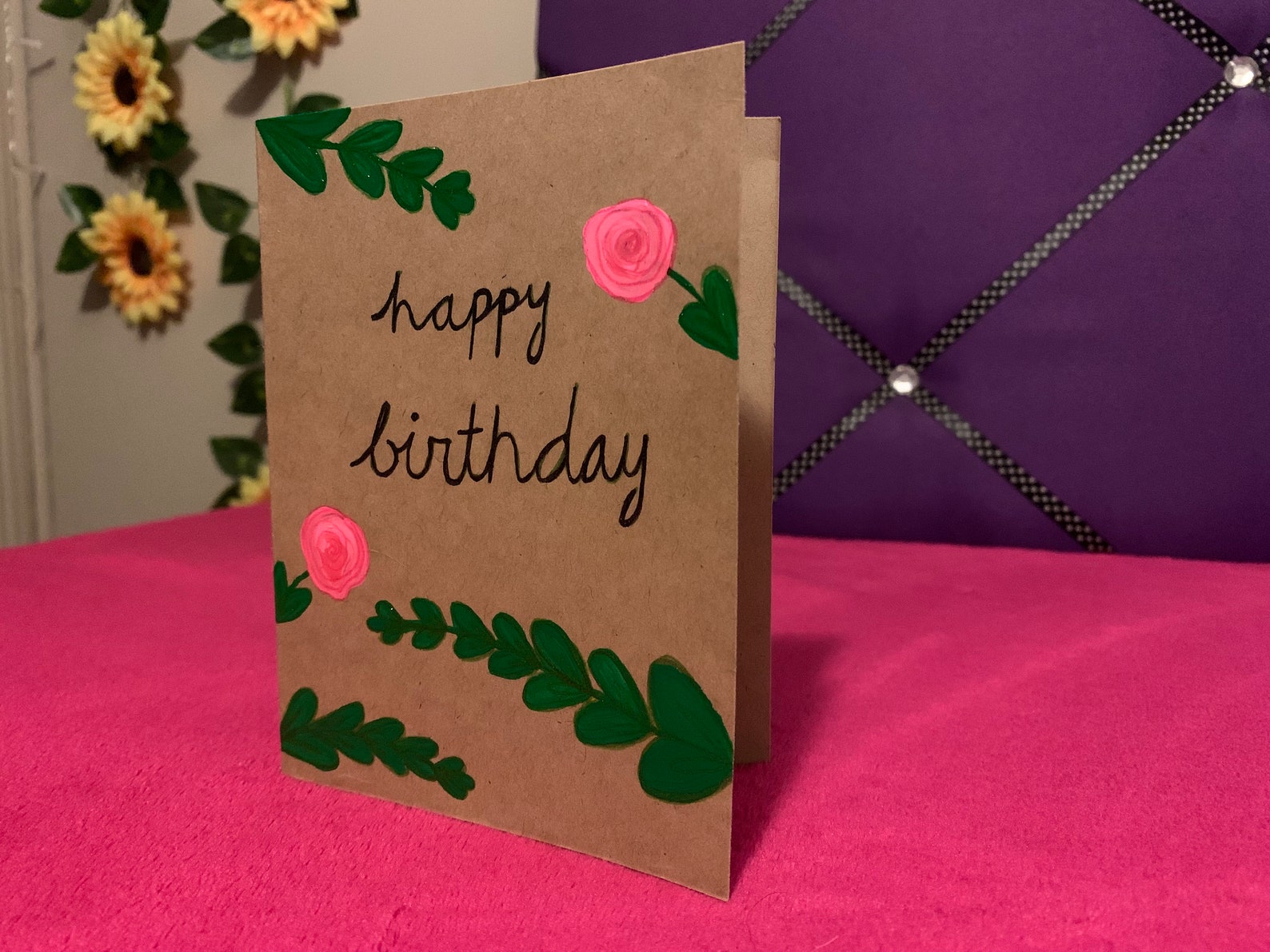 Floral Happy Birthday Card (blank Inside) - Etsy