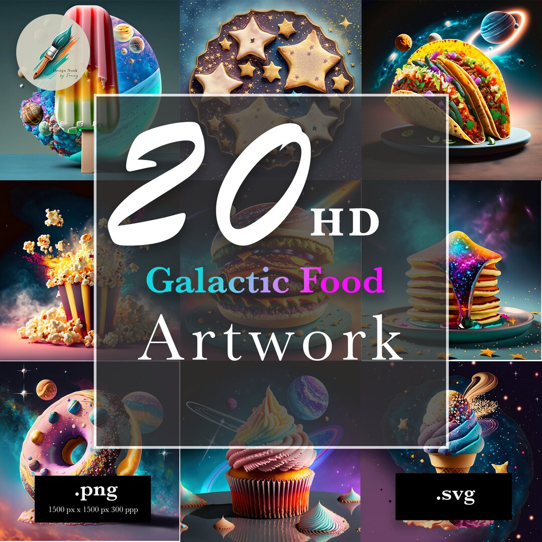 Cosmic Food Clipart - 20 Digital Illustrations for Galactic Delights - Etsy