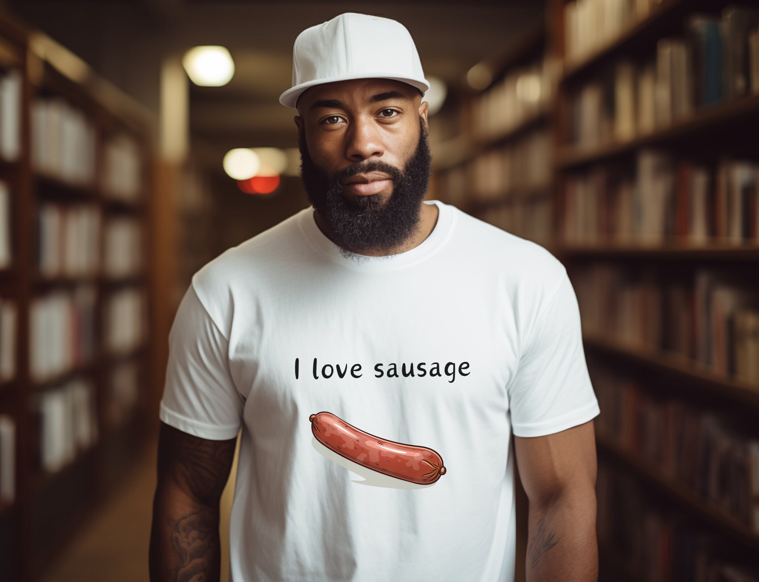 I Love Sausage, Unisex Cotton T-shirt, Funny Meme Tshirt, Rude Joke ...