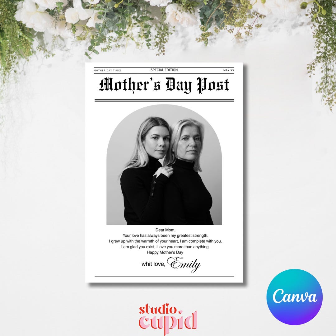 Mothers Day Newspaper Template, Custom Newspaper Template, Diy Mothers ...