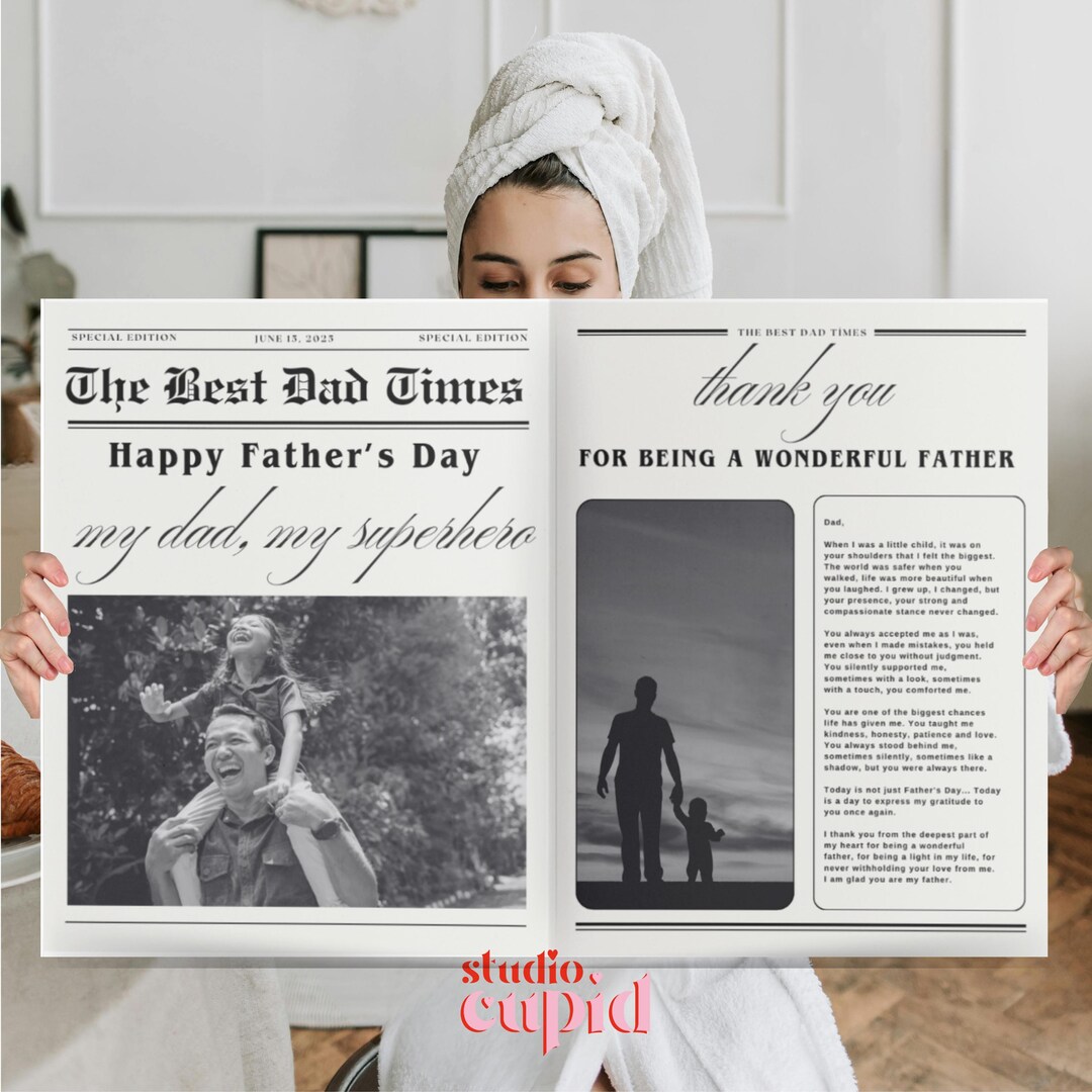 Fathers Day Newspaper, Diy Fathers Day Gift, Best Dad Newspaper ...