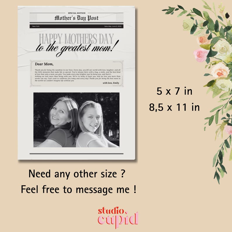 Mothers Day Newspaper, Custom Newspaper Template, Gifts for Mom ...