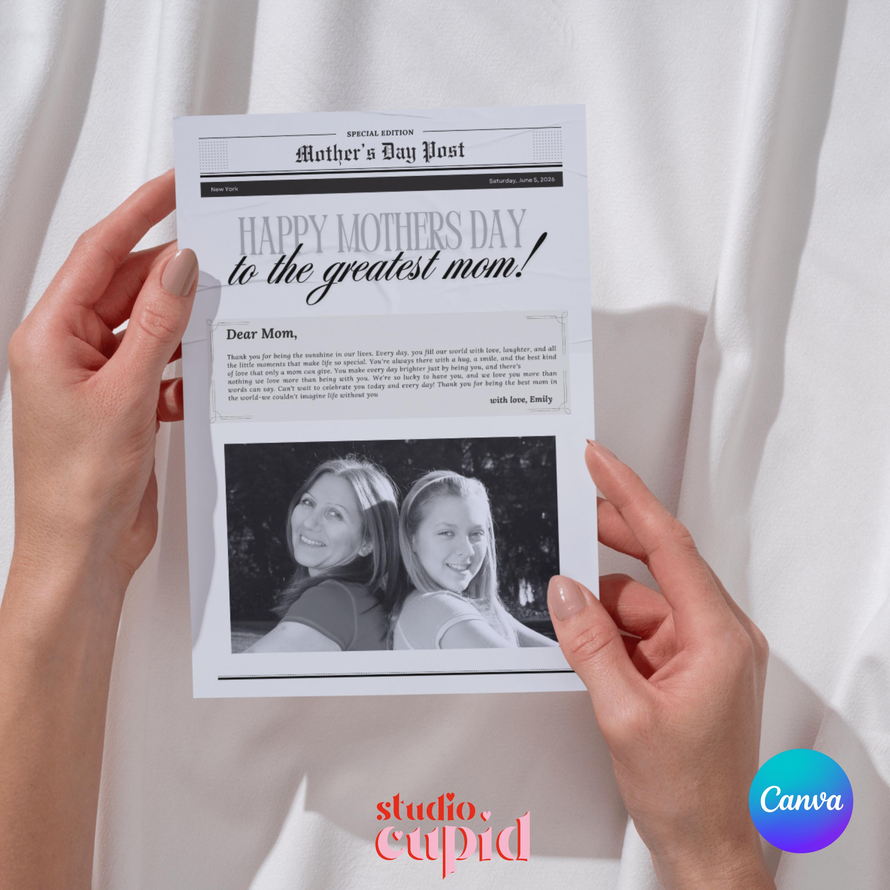 Mothers Day Newspaper, Custom Newspaper Template, Gifts for Mom ...