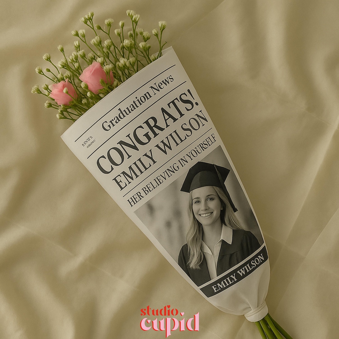 Graduation Newspaper Bouquet, Newspaper Template, Graduate Newspaper ...