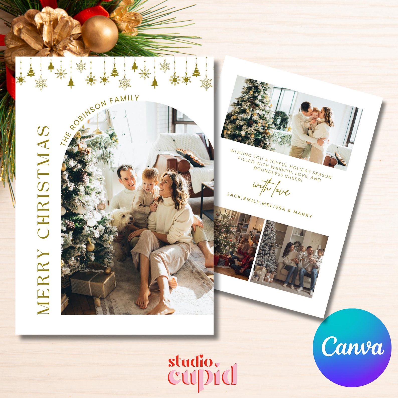 Christmas Photo Card Template, Custom Xmas Card, Personalized Postcard ...