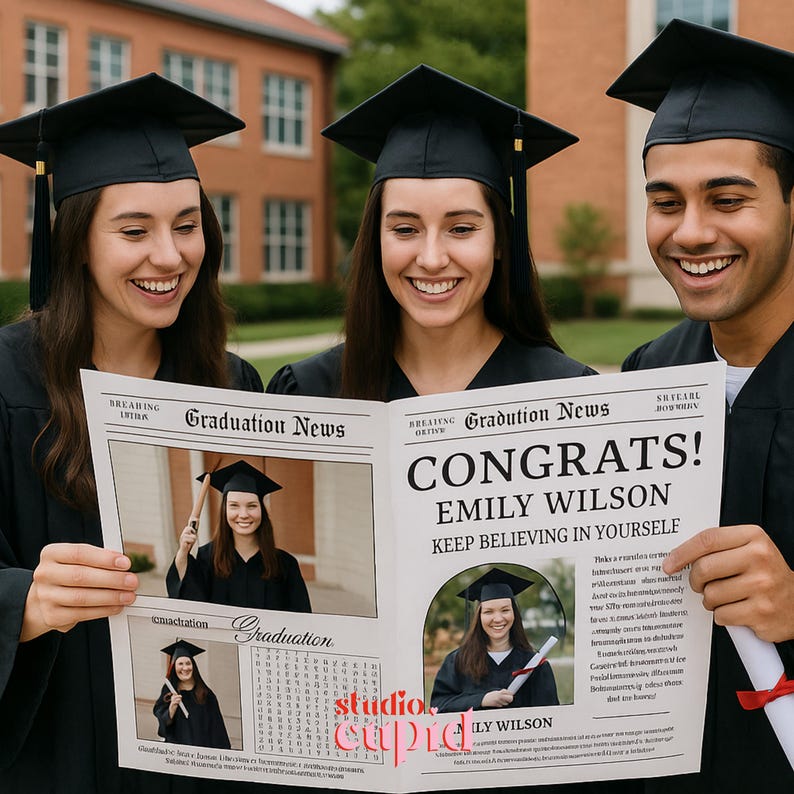 Graduation Bouquet Wrap Template, Custom Newspaper Design (canva ...