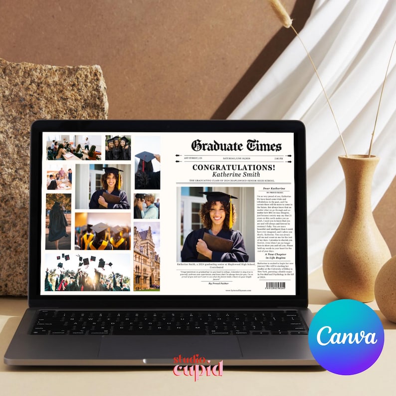 Customizable Graduation Newspaper Template, Photo Collage (canva ...