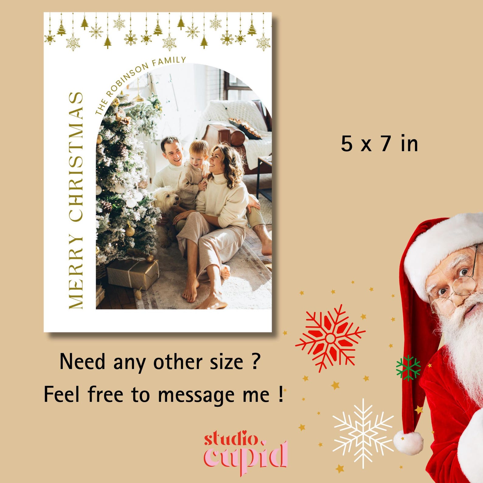 Christmas Photo Card Template, Custom Xmas Card, Personalized Postcard ...
