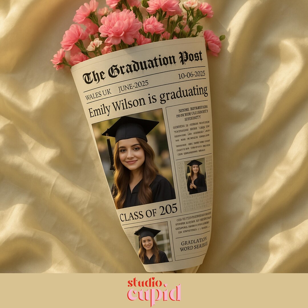 Graduation Newspaper Template, DIY Bouquet, Grad Gifts (canva Template ...
