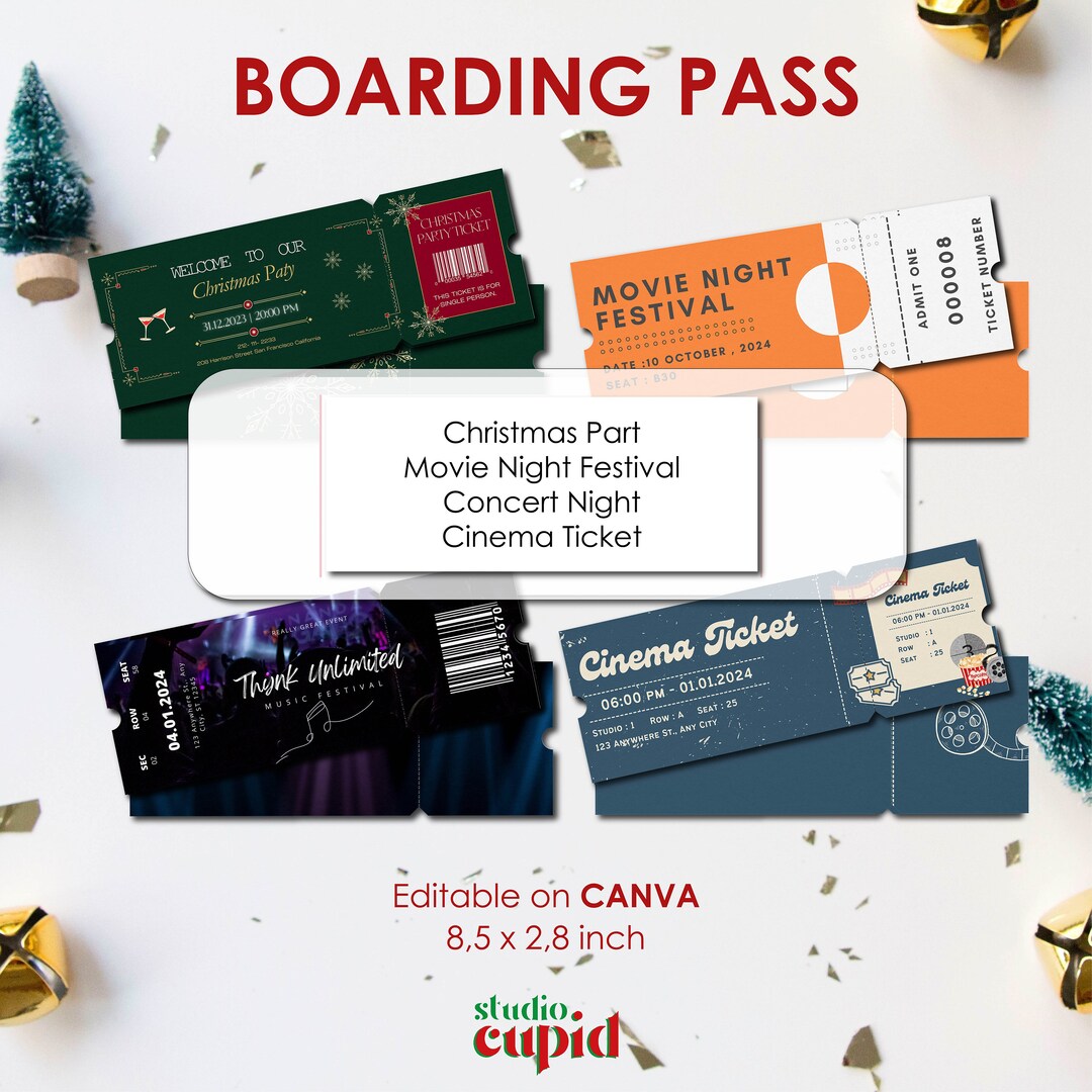 Edit Pass Tamplate , Personalized Ticket , Editable Boarding Pass Style ...