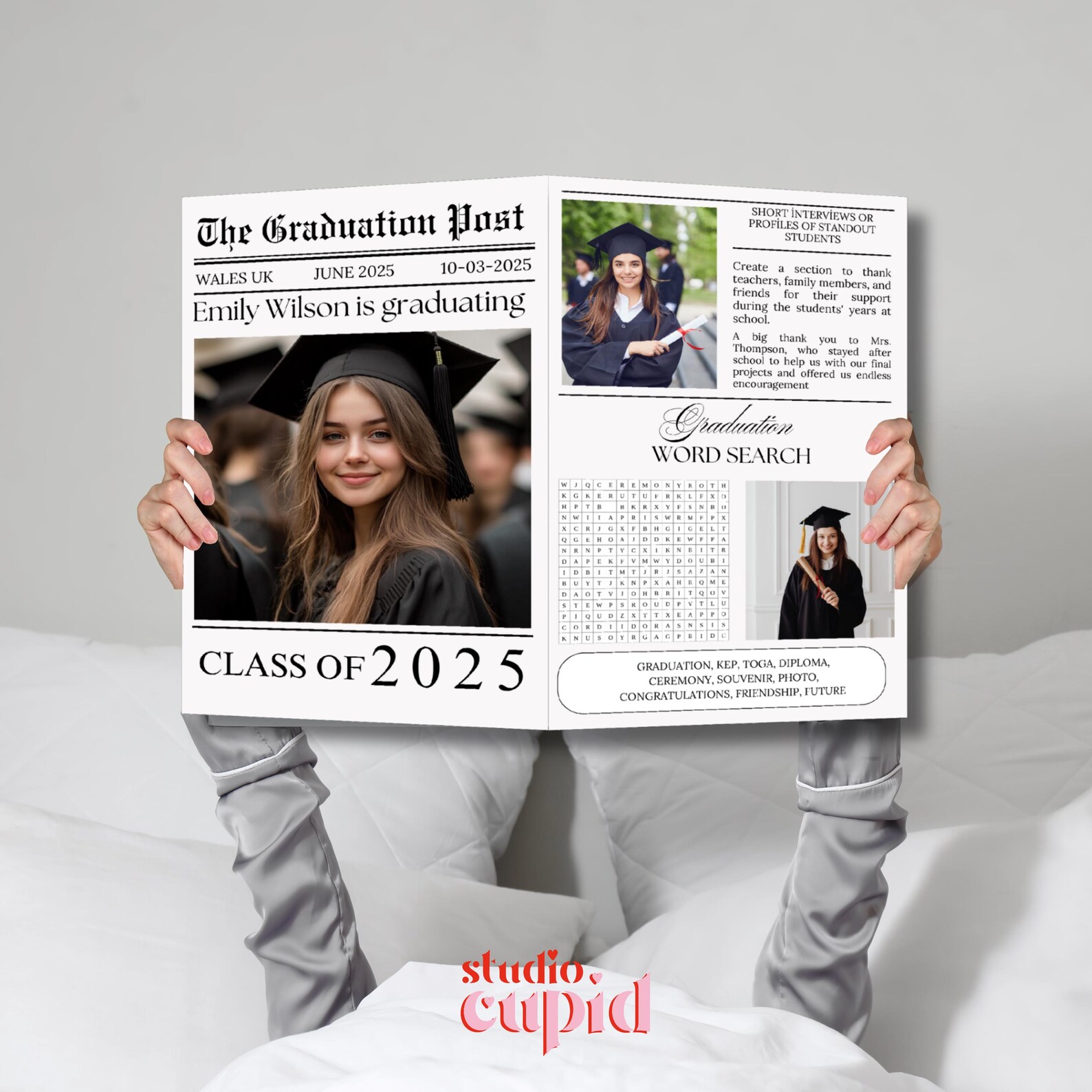 Graduation Newspaper Template, DIY Bouquet, Grad Gifts (canva Template ...