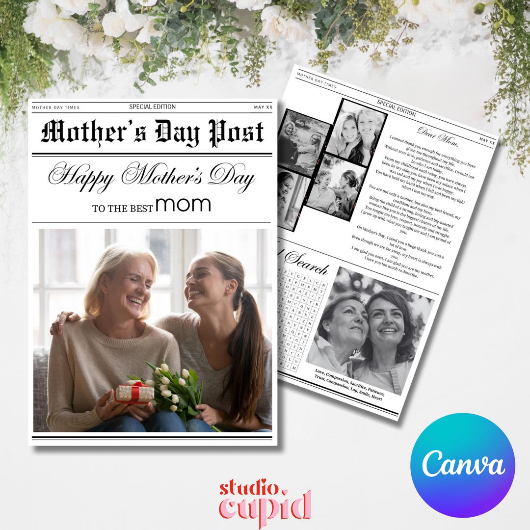 Mothers Day Custom Newspaper, Mothers Day Flyer, Newsletter Template ...