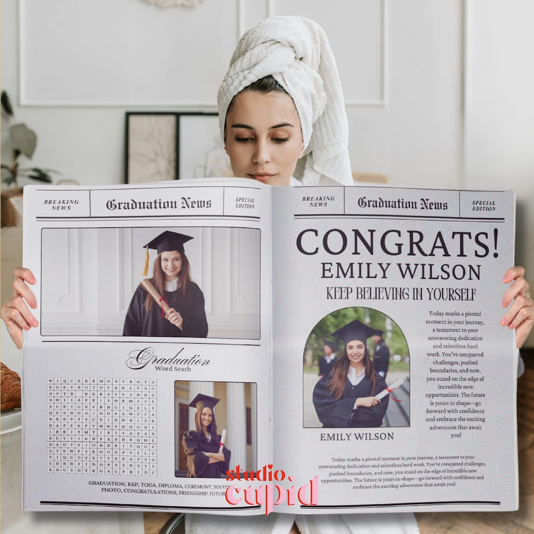 Graduation Newspaper Template, Graduation Bouquet, Grad Newspaper ...