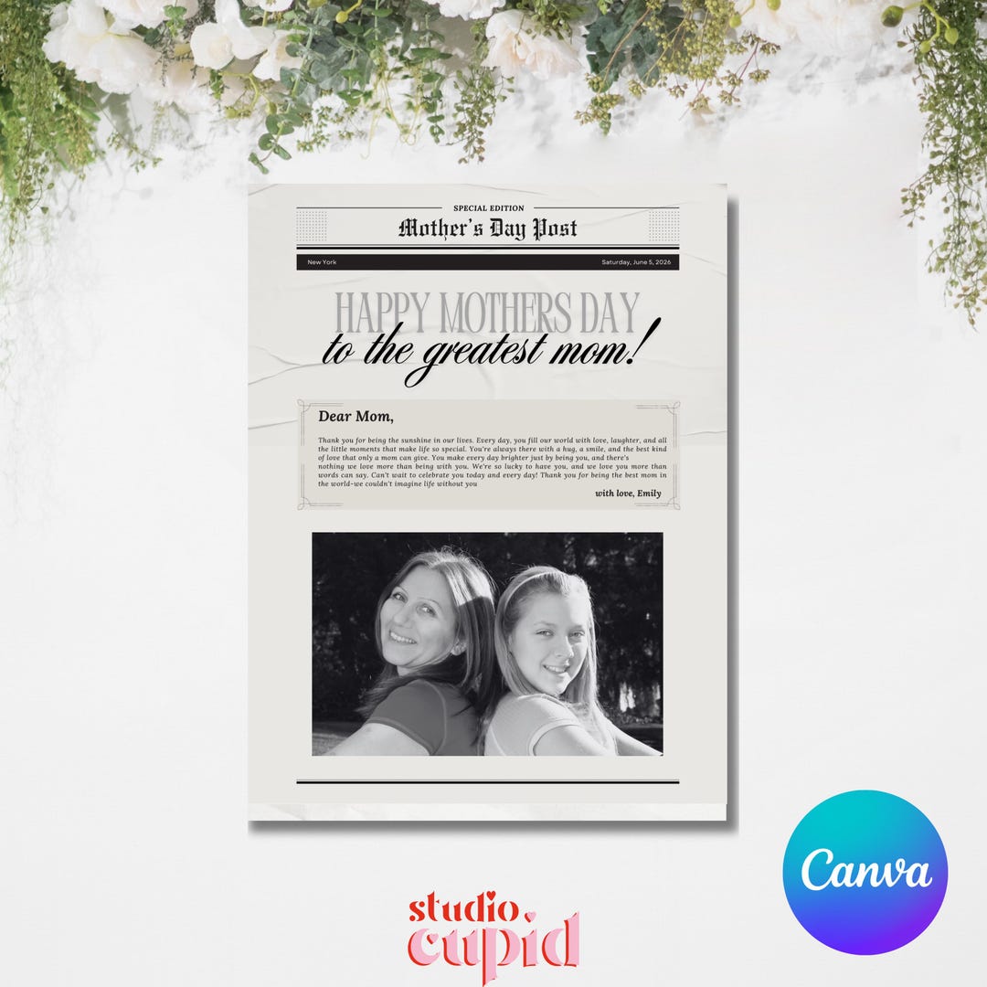 Mothers Day Newspaper, Custom Newspaper Template, Gifts for Mom ...