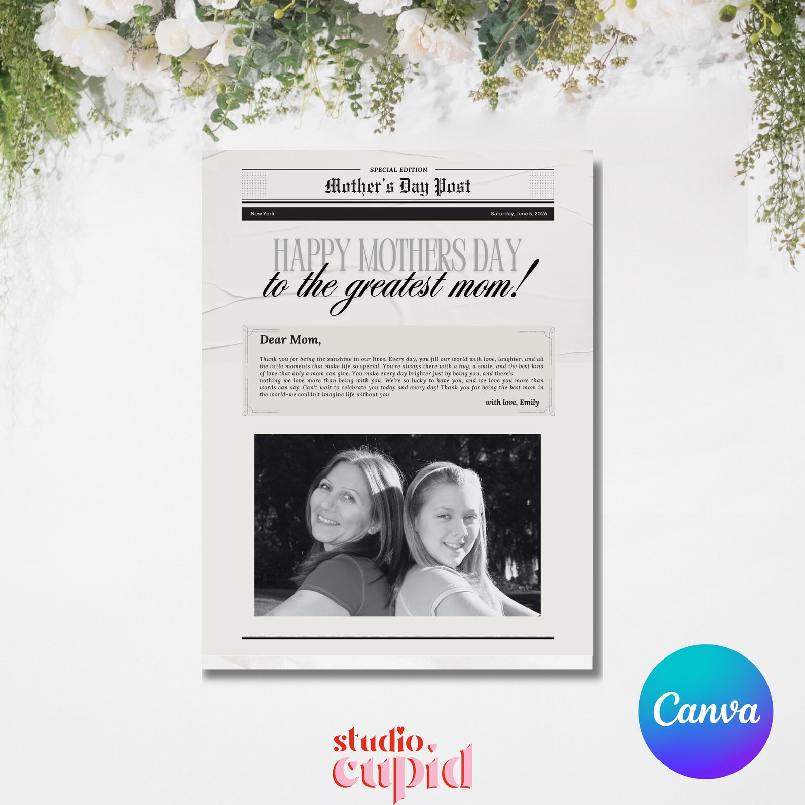 Mothers Day Newspaper, Custom Newspaper Template, Gifts for Mom ...