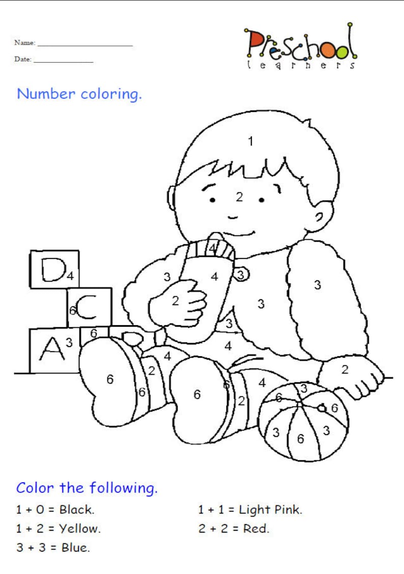 25 Pre-school Coloring Pages for Teachers, Kids Coloring, Kids Number ...