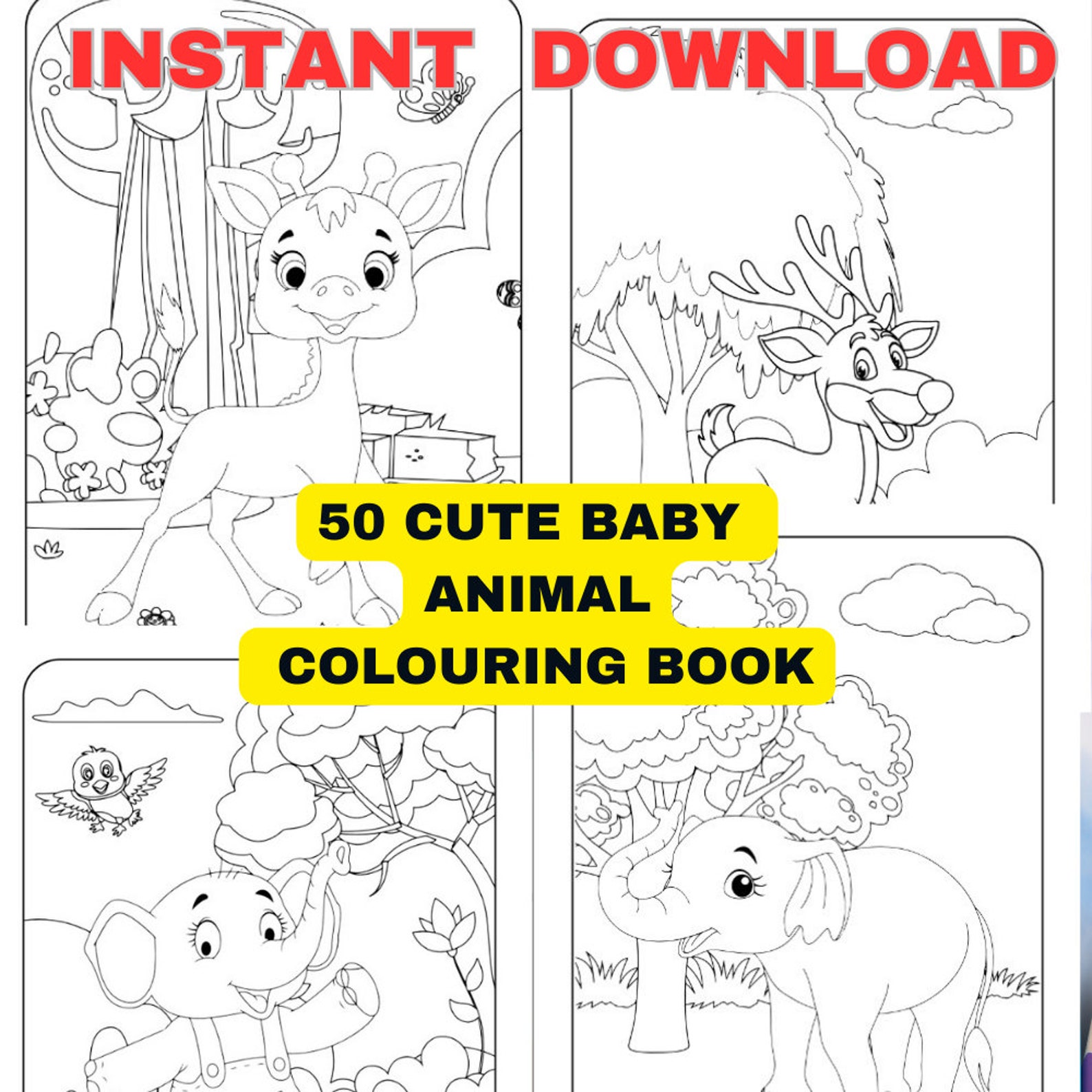 50 Cute Baby Animals Coloring Pages for Kids, Baby Animals Coloring ...