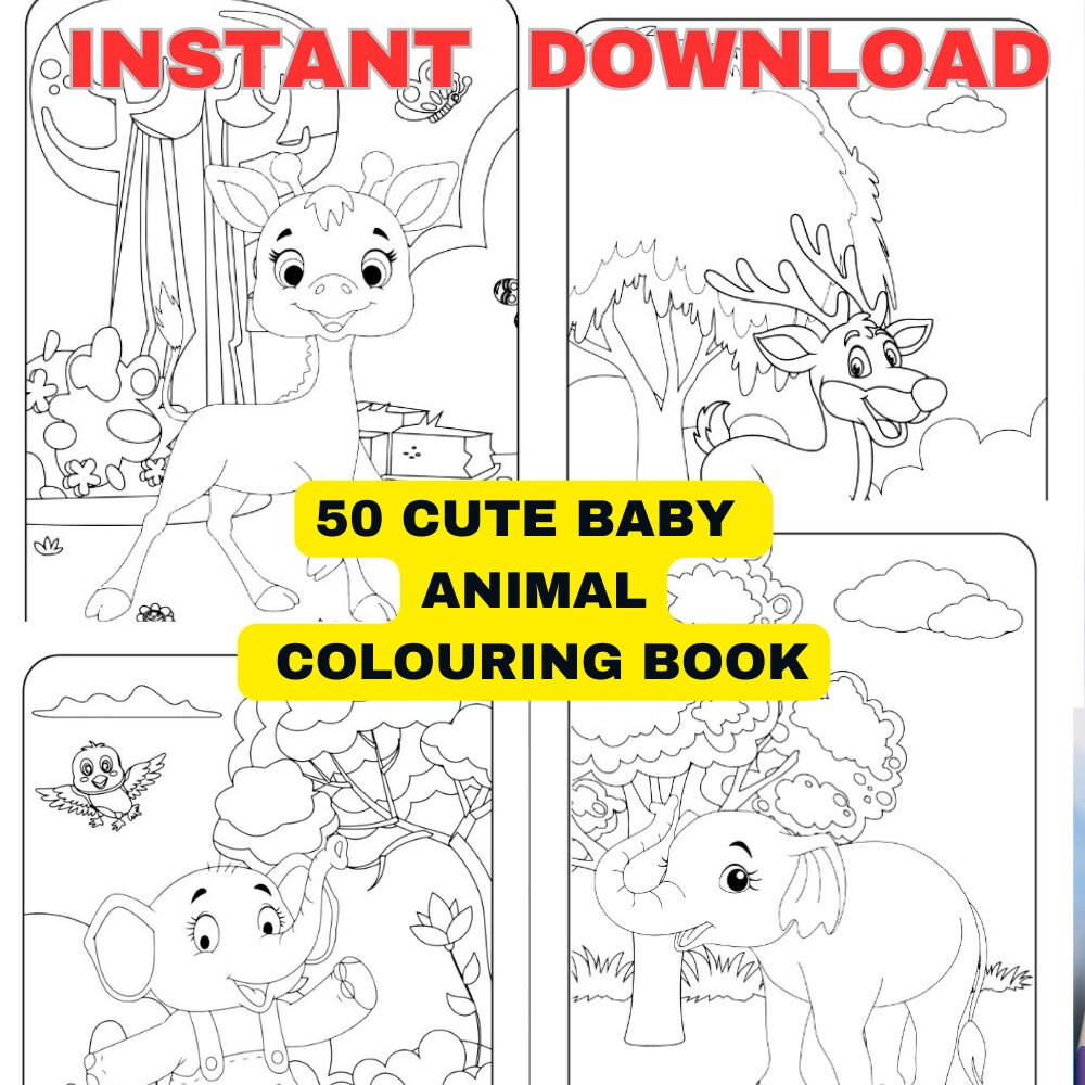 50 Cute Baby Animals Coloring Pages for Kids, Baby Animals Coloring ...