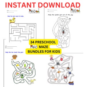34 Fun and Educational Preschool Maze Game Bundle - Colorful, Child ...