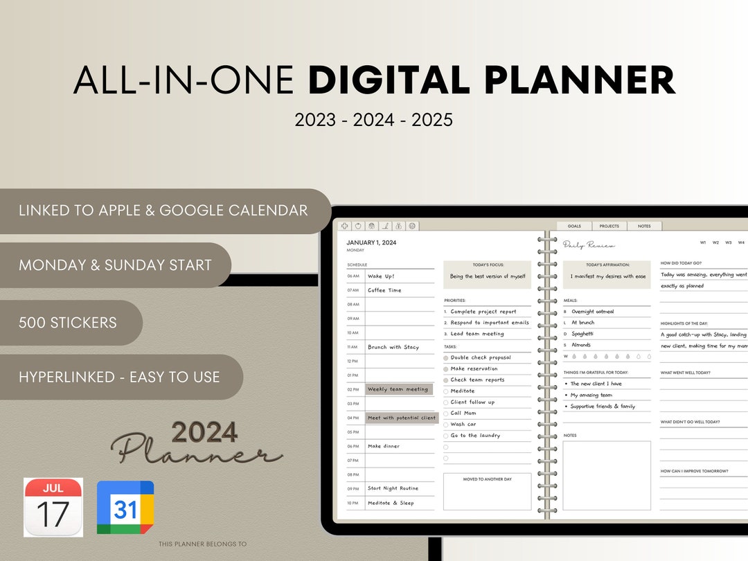 Premium All-in-one Digital Planner 2024 2025 Updated Planner Goodnotes ...