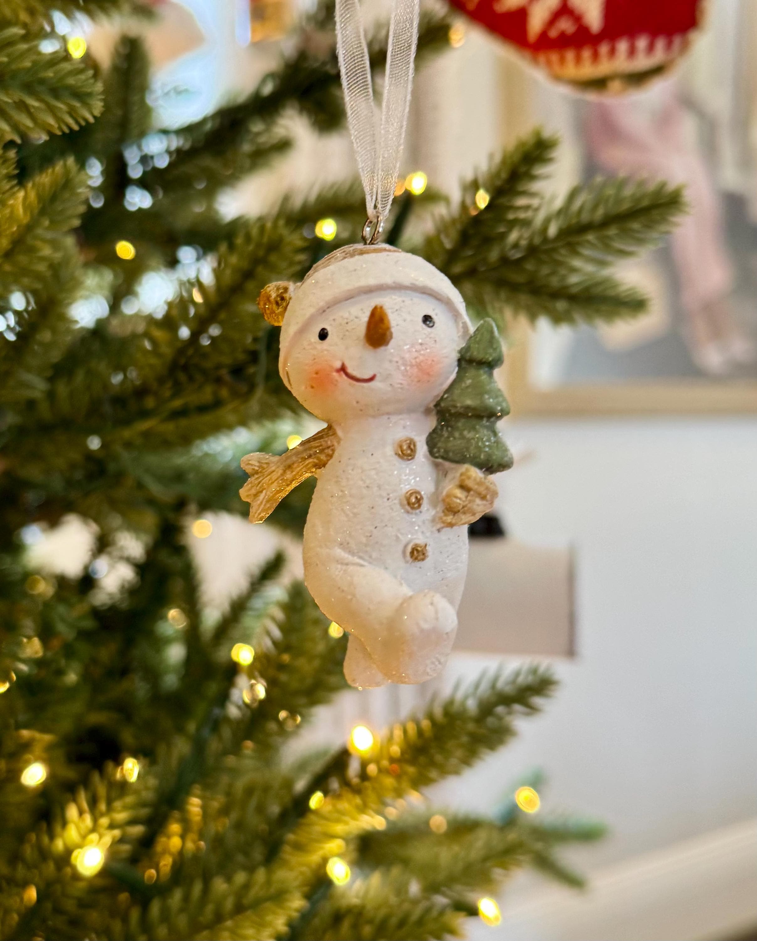 Mini Snowmen Christmas Tree Decorations - Hand Painted Festive Bauble ...