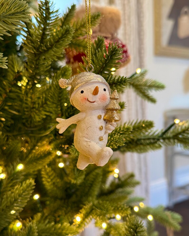 Mini Snowmen Christmas Tree Decorations - Hand Painted Festive Bauble ...