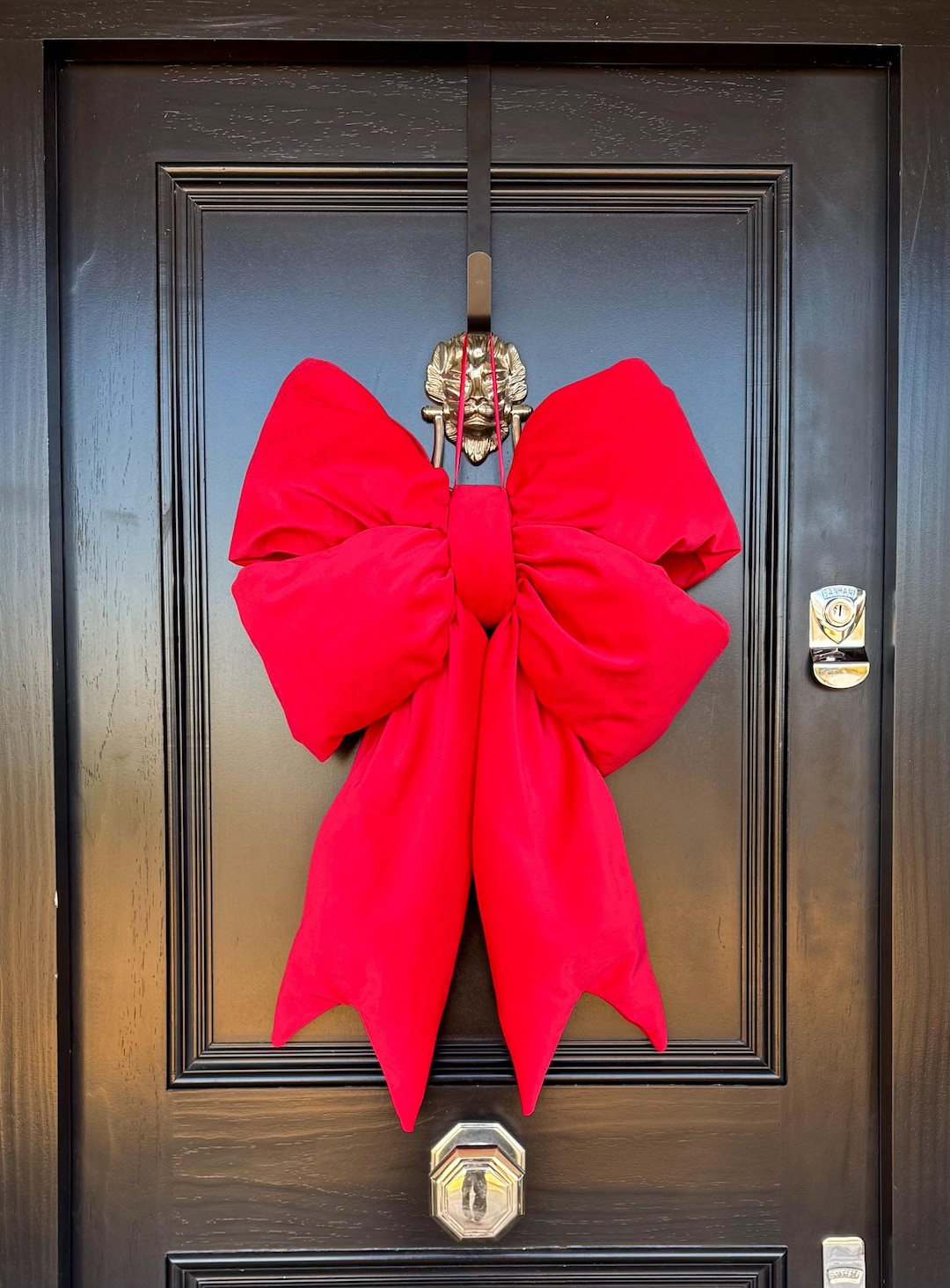 Red Velvet Double Bow Door Decoration 85cm, Large Luxury Christmas ...