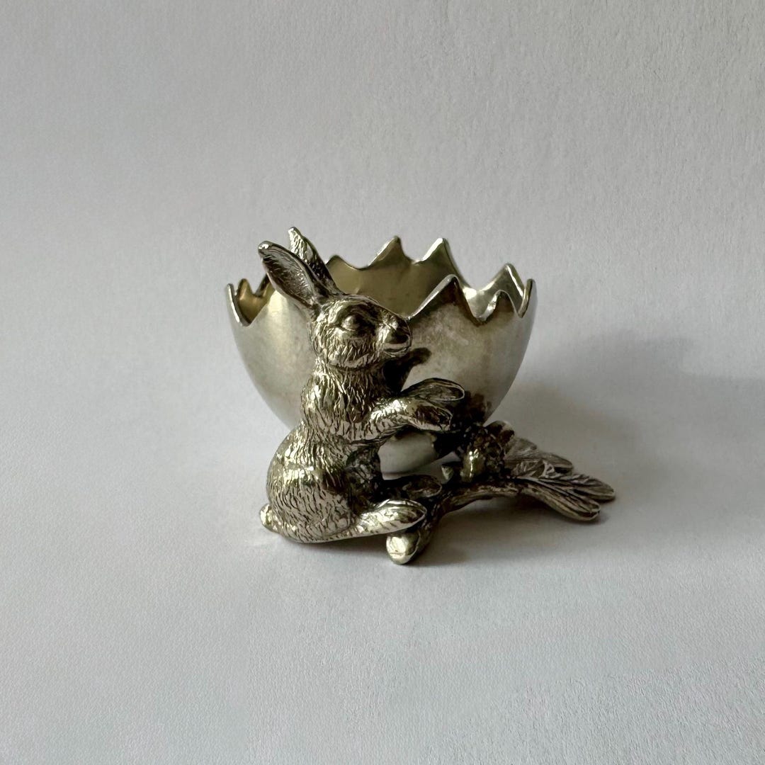 Rabbit Eggcup in Pewter - Etsy