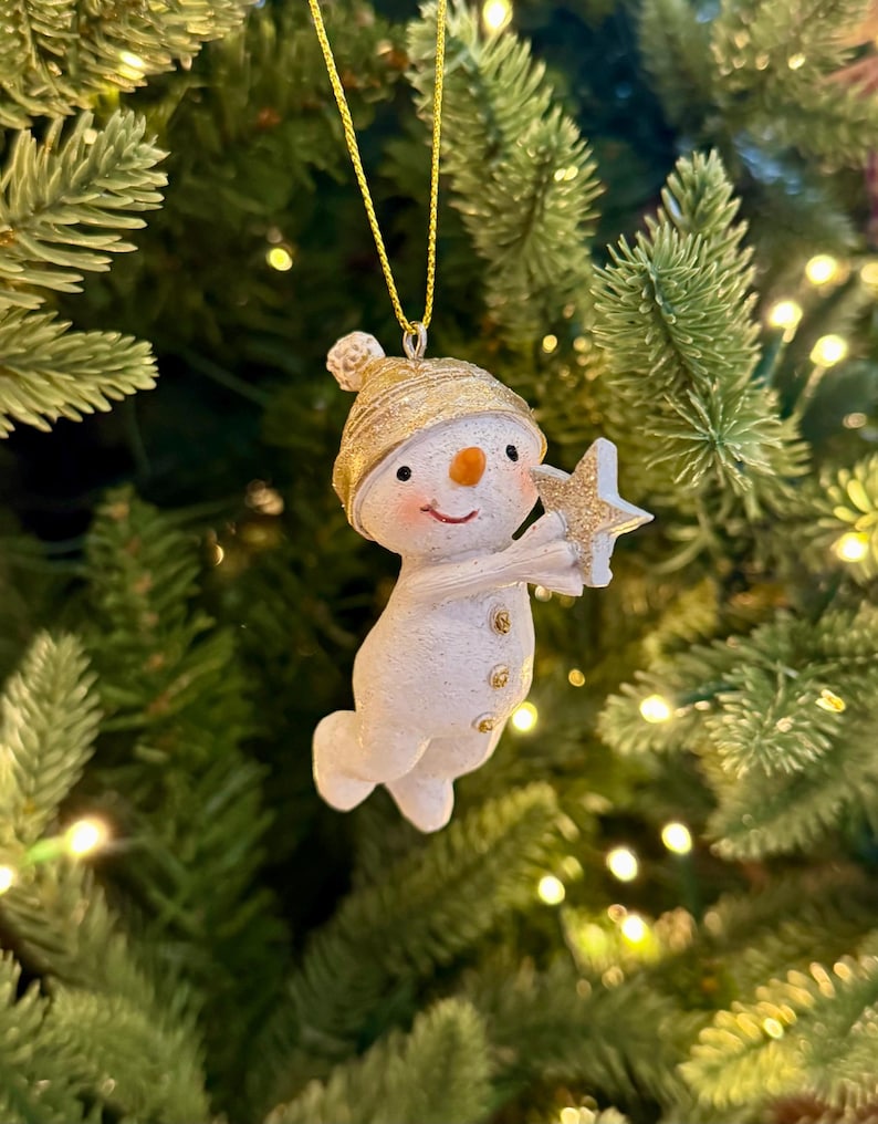 Mini Snowmen Christmas Tree Decorations - Hand Painted Festive Bauble ...