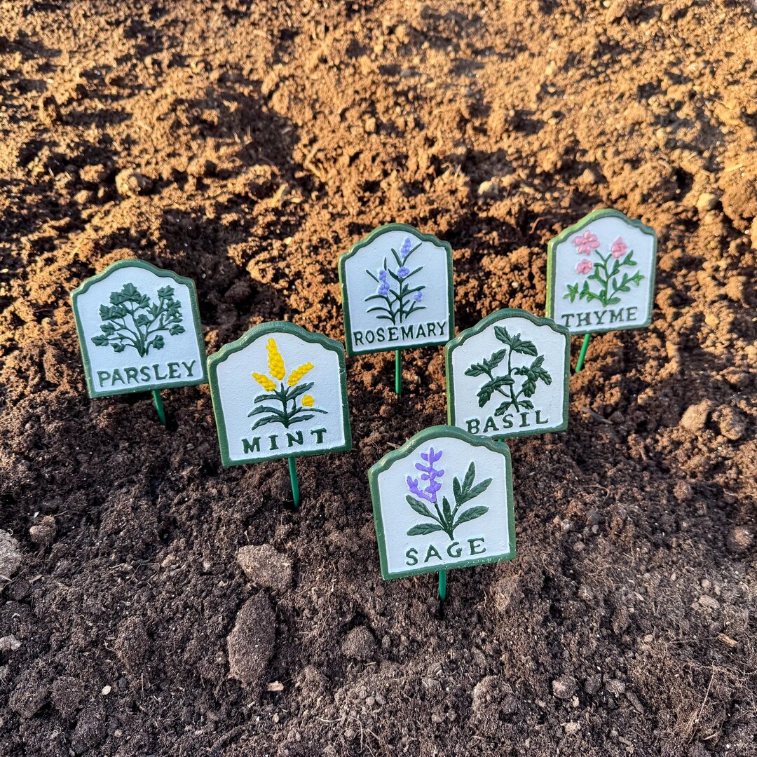 Herb Cast Iron Marker Signs - Set of 6 - Allotment, Vegetable Garden ...