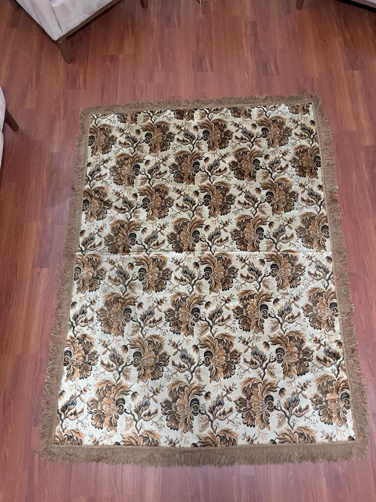 Vintage Shiny Silk Velvet Rug Blanket, Antique Floral Velvet Tablecloth ...