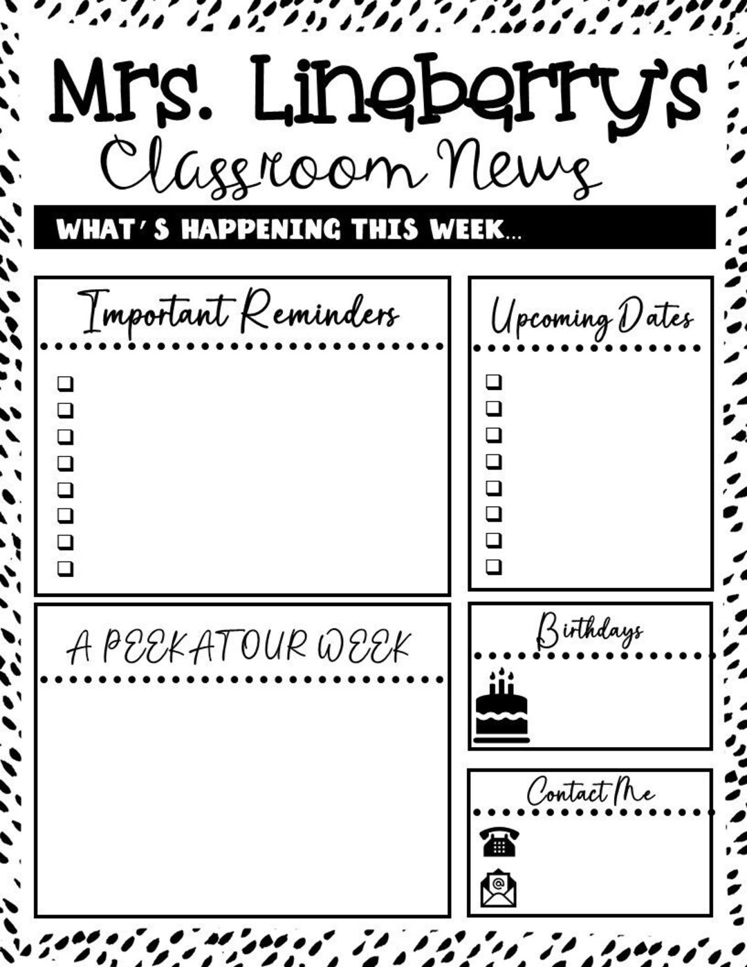 Editable Classroom Newsletter Etsy