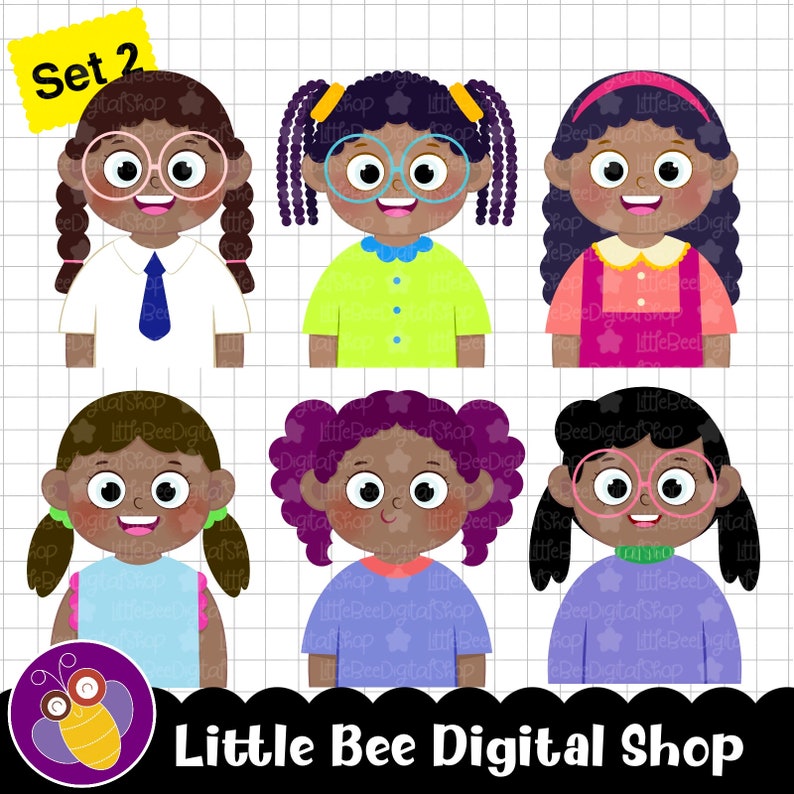 Cute Kids Clipart, Happy Girls Faces Clipart for Kids, Smiling Kids ...