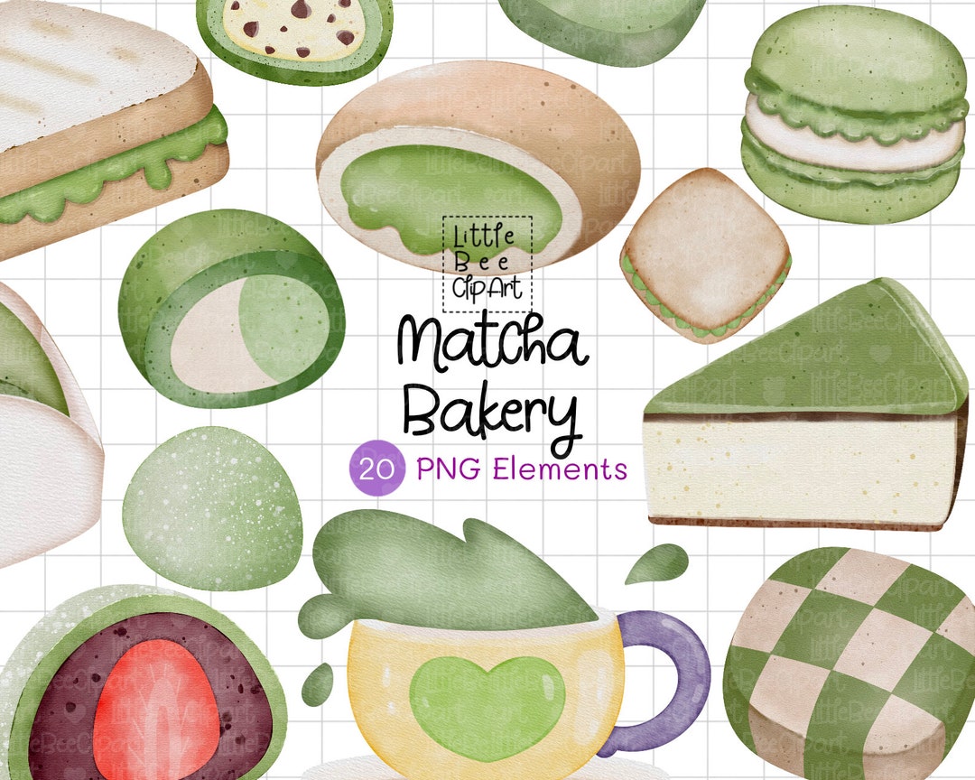 Matcha Green Tea Watercolor Digital Clipart-bakery Watercolor Clipart ...