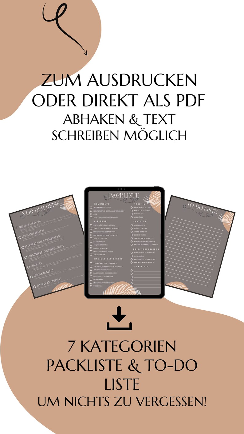 Vacation Packing List to Print Packing List German Checklist to Tick ...