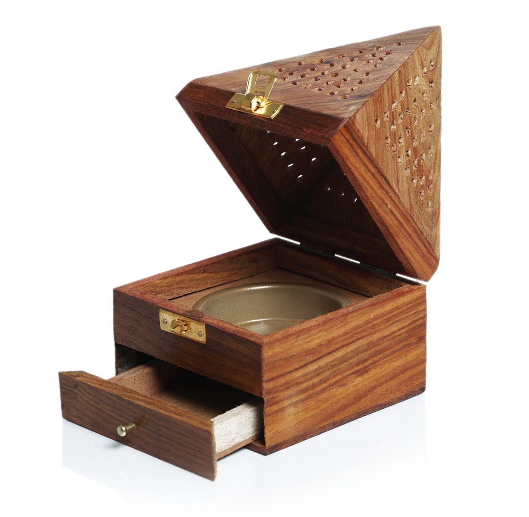Wooden Pyramid Charcoal Burner 4 Inch With 1 Drawer - Etsy