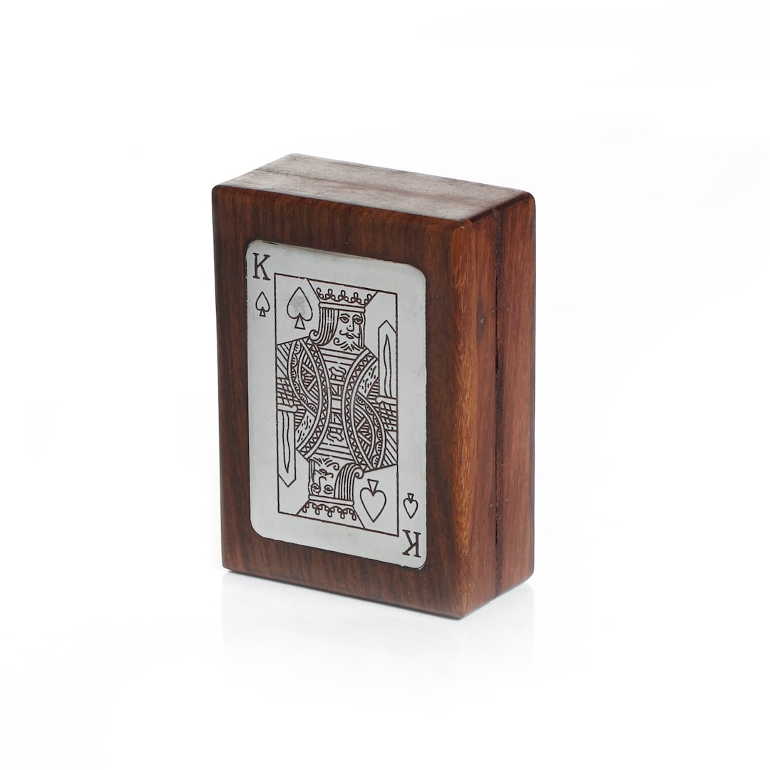 Wooden Handmade Single Playing Card Storage Box With Embellished With ...