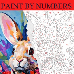Rabbit Paint by Number Kit, Animal Painting Kit, Adult Color by Number ...