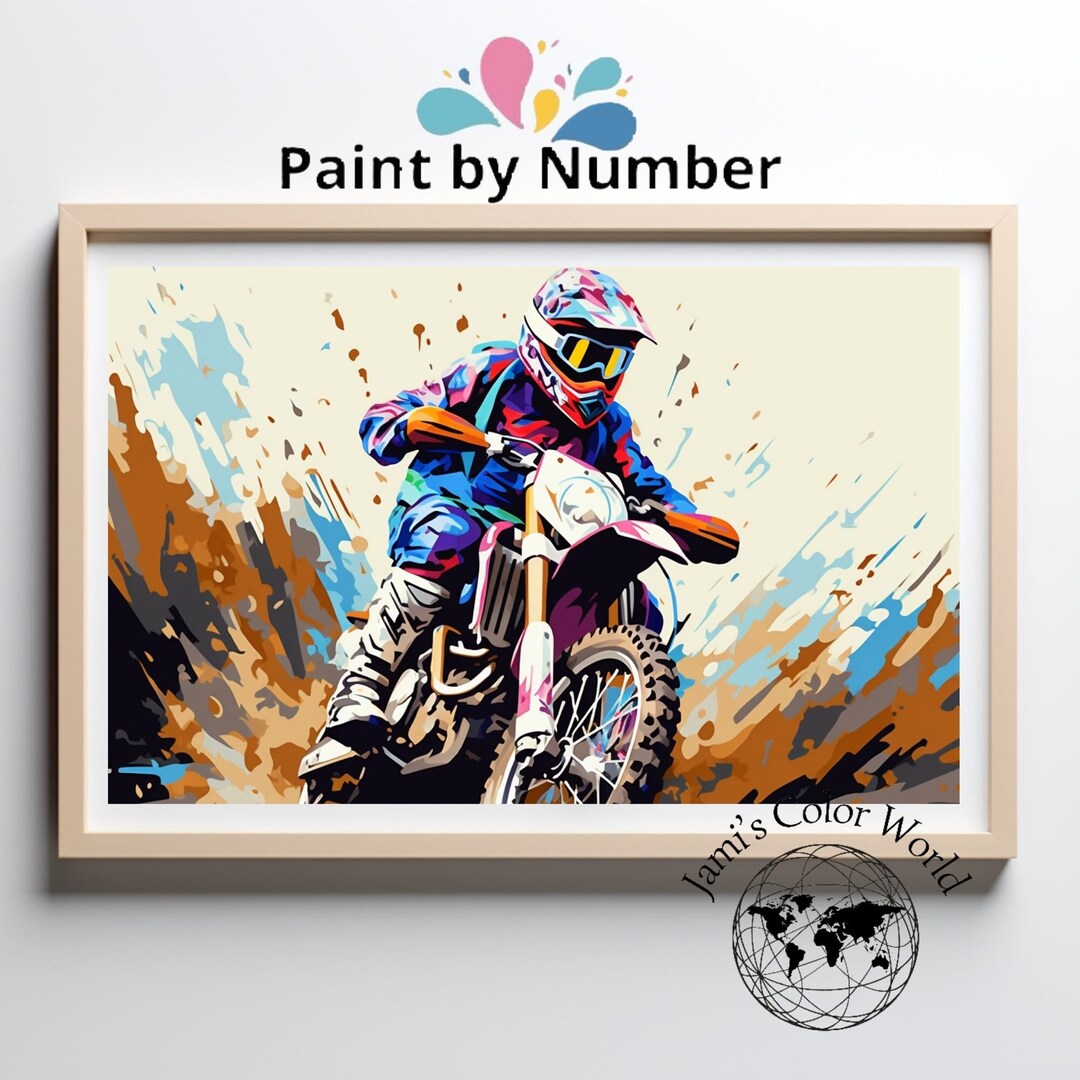 Motocross Paint by Number Kit, Sport Painting Kit, Adult Color by ...