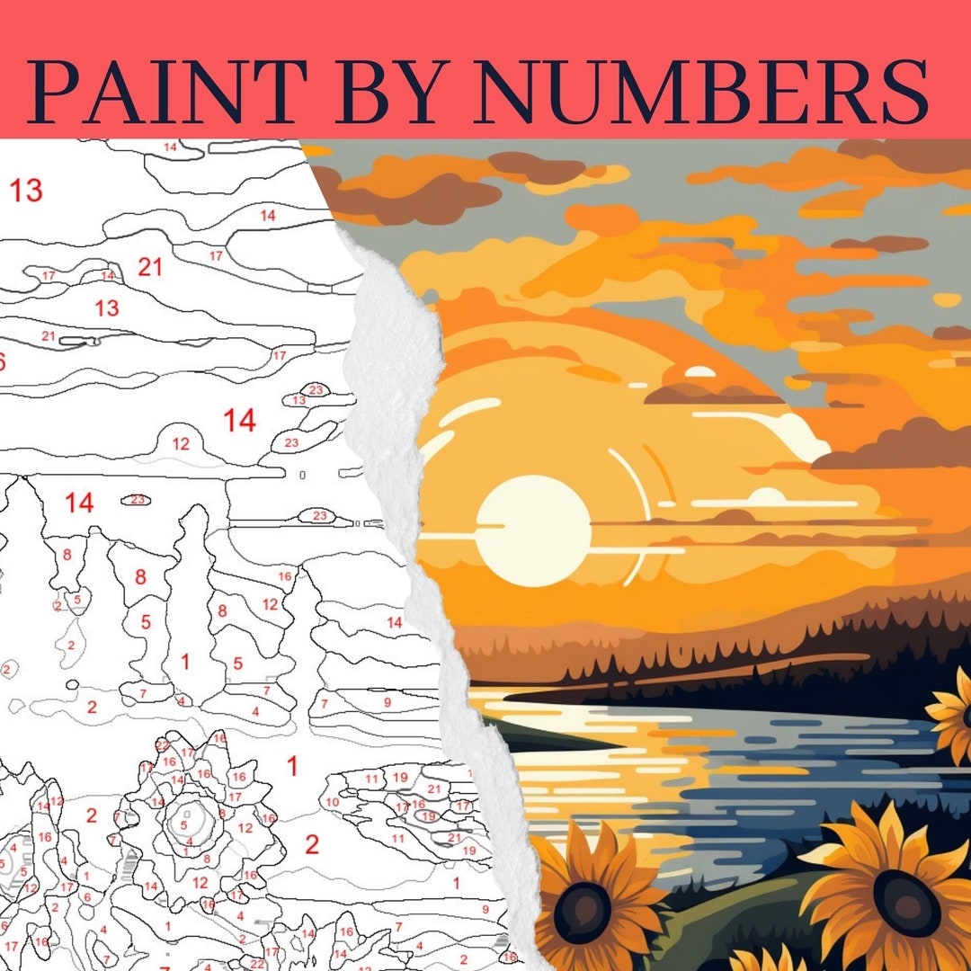 Flowery Field Paint by Number Kit, Landscape Painting Kit, Adult Color ...