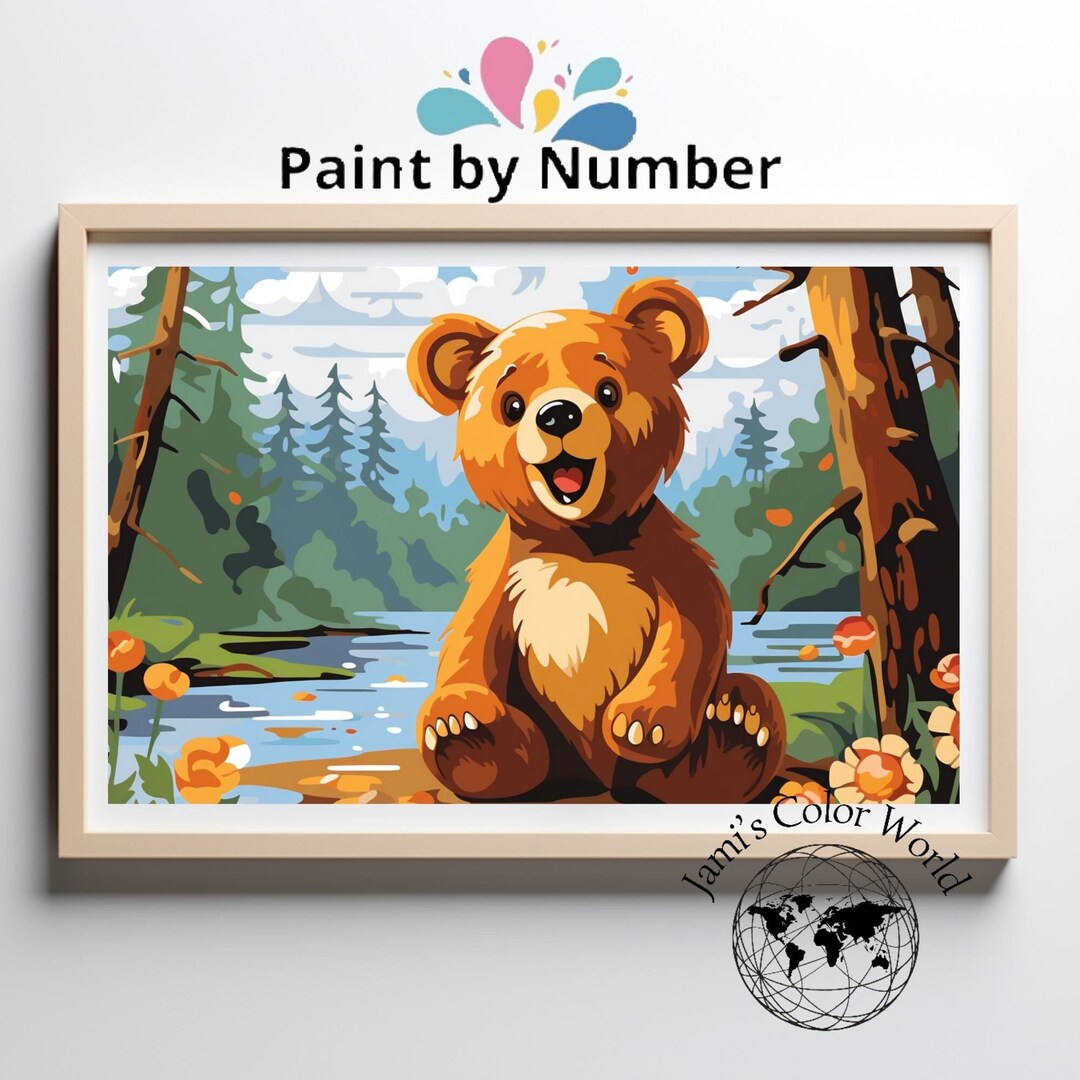 Bear Paint by Number Kit, Animal Painting Kit, Color by Number, Adult ...
