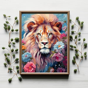 Lion Paint by Number Kit, Animal Painting Kit, Adult Color by Number ...