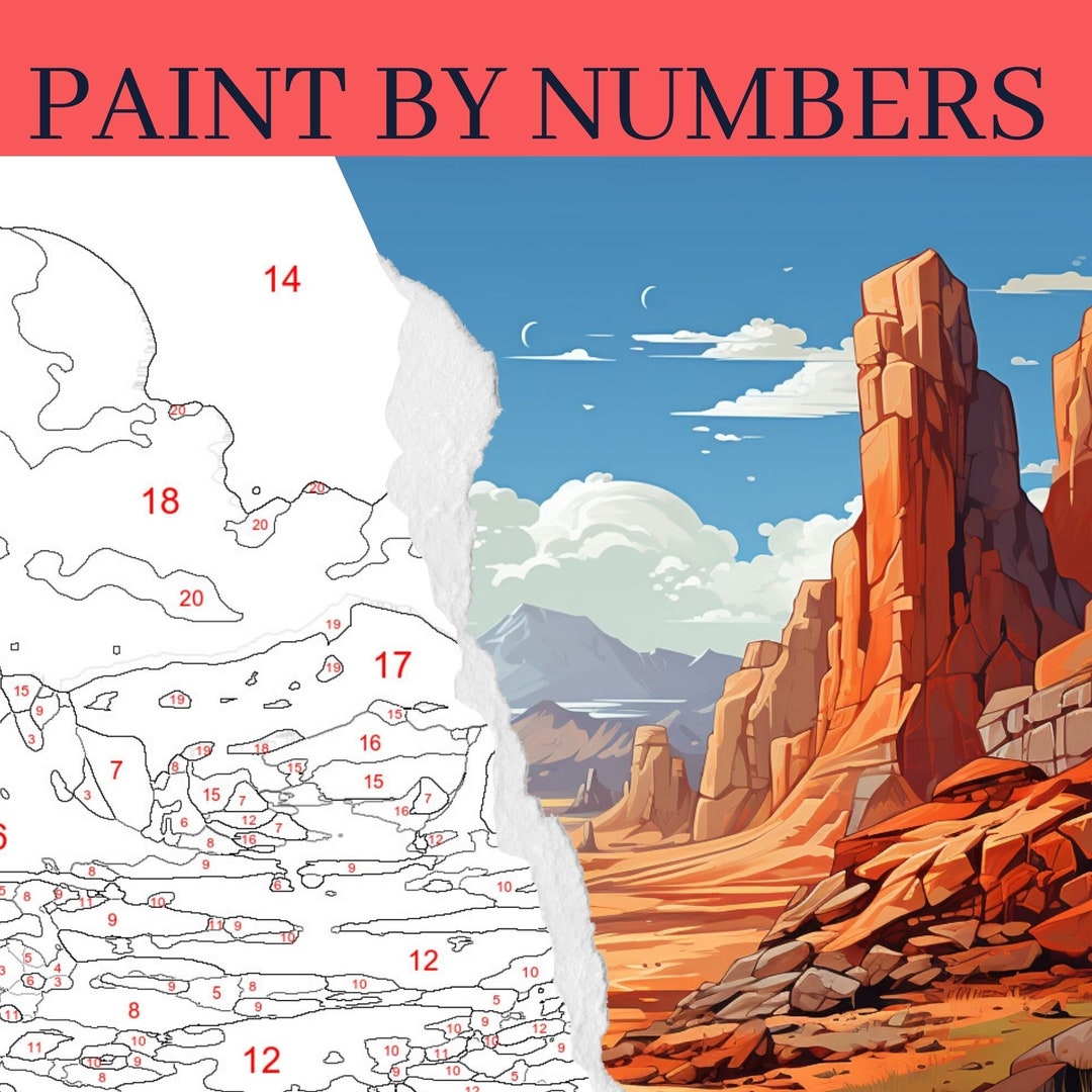 Rock Paint by Number Kit, Landscape Painting Kit, Adult Color by Number ...