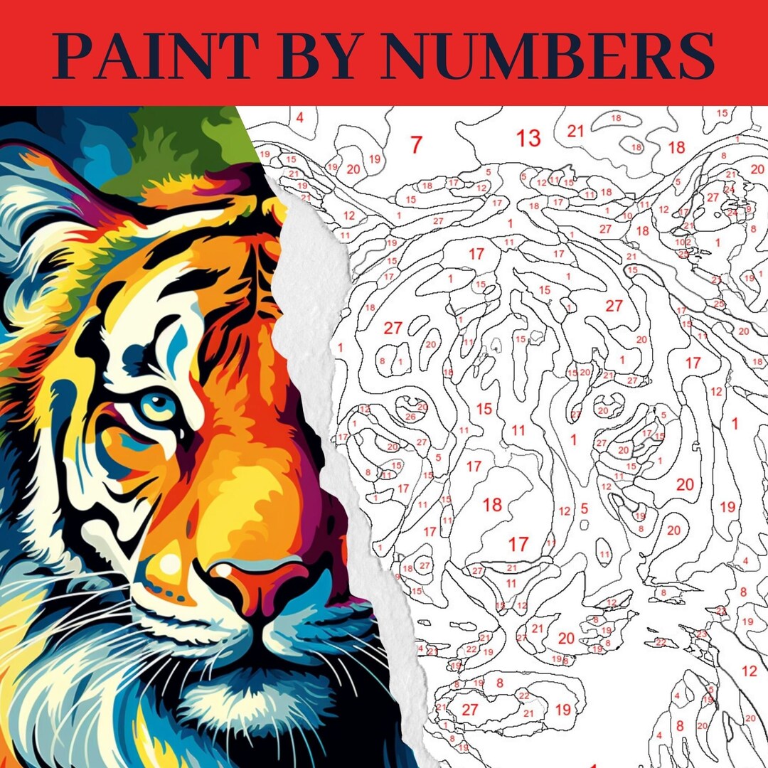 Tiger Paint by Number Kit, Animal Painting Kit, Adult Color by Number ...