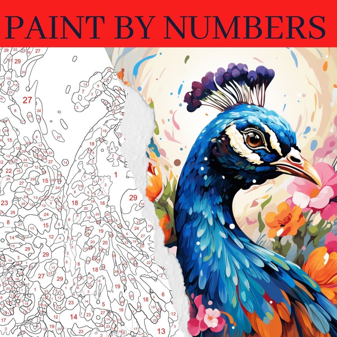Peacock Paint by Number Kit, Animal Painting Kit, Color by Number ...