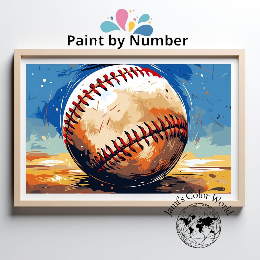 Baseball Paint by Number Kit, Sport Painting Kit, Adult Color by Number ...